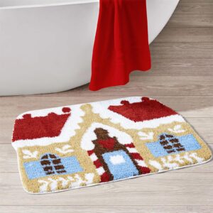 estmy cute gingerbread house christmas rug for bathroom kitchen decorations festive seasonal holiday sweet candyland bedroom accent rugs, non-slip plush 24''w x 31''l indoor rugs