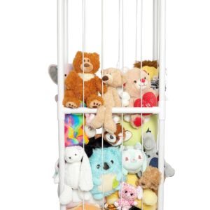 Lilly's Love Stuffed Animal Zoo Storage - Standing Storage Organizer Display | Made from Furniture-Grade, Easy to Assemble PVC, Stores More Stuffies Than Hammocks & Bean Bags | 55" x 22" x 12", White