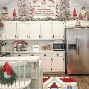 Estmy Cute Gingerbread House Christmas Rug for Bathroom Kitchen Decorations Festive Seasonal Holiday Sweet Candyland Bedroom Accent Rugs, Non-Slip Plush 24''W x 31''L Indoor Rugs