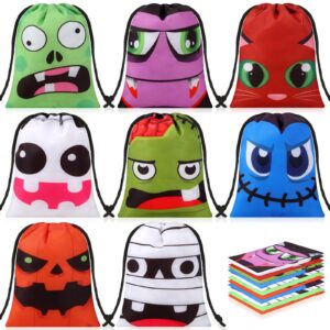 paterr 16 pcs halloween favor bags halloween small drawstring bag ghost favor bags pumpkin treat goodie bag halloween party bags for halloween birthday party decor, 7x10 inch