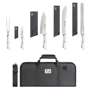 cangshan elbert series german steel forged 6-piece bbq knife set, white