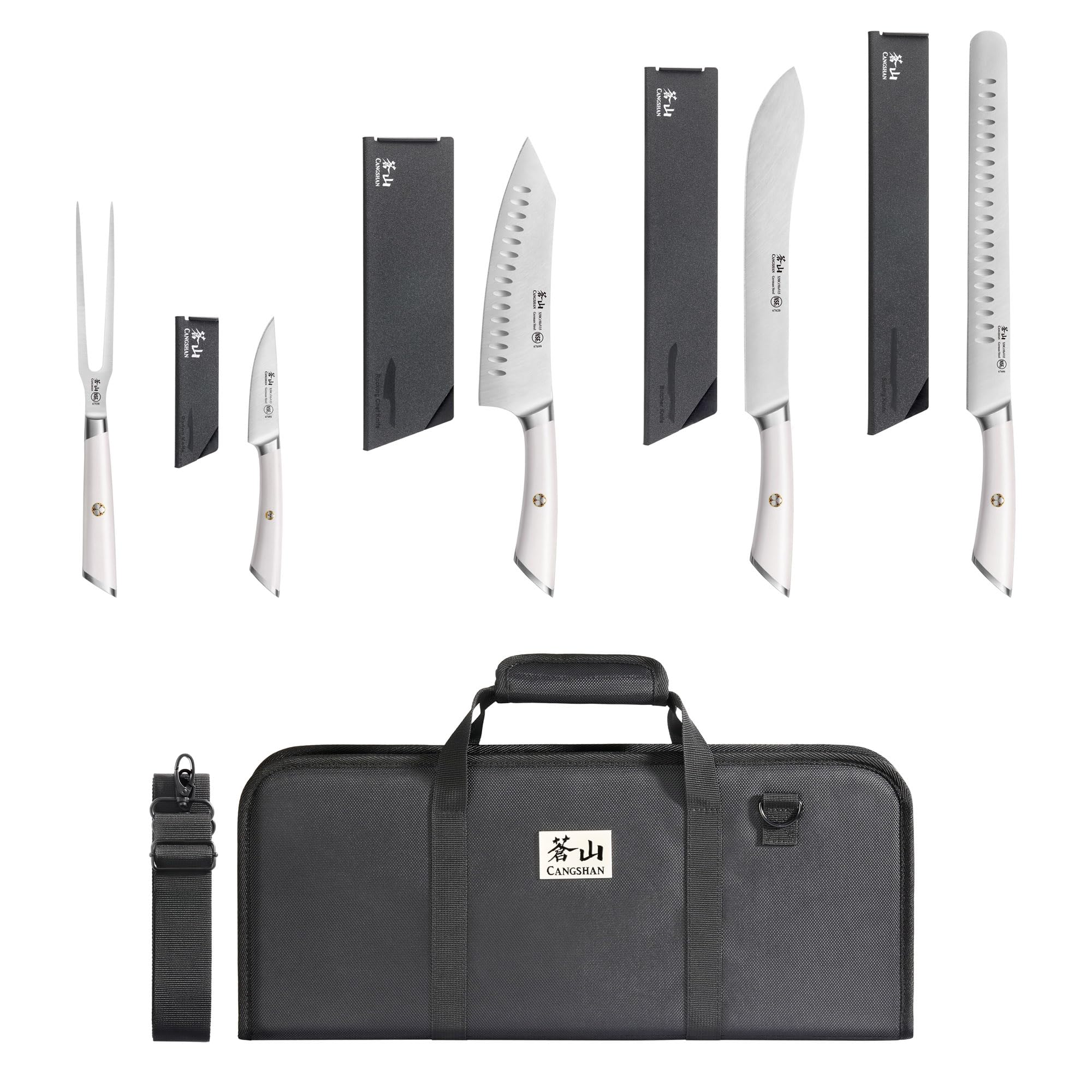 Cangshan Elbert Series German Steel Forged 6-Piece BBQ Knife Set, White