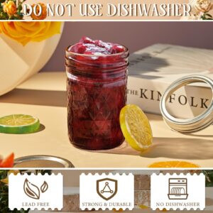 Zhehao 12 Pcs Mason Canning Jars 8 oz Jelly Jars with Regular Lids Mini Honey Jars for Wedding Shower Favors DIY Projects Candle Holding Spice Jam Fruit Smoothie Salad Dressing Ketchup (Purple)