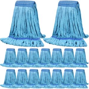 lallisa 16 pcs bulk commercial mop head replacement 18 oz tube microfiber mop heads for floor cleaning industrial mop heads blue looped end wet mop head refill for home commercial industrial use