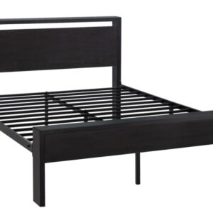 Allewie Queen Size Platform Bed Frame with Wooden Headboard and Footboard, Heavy Duty 12 Metal Slats Support, No Box Spring Needed, Under Bed Storage, Noise Free, Easy Assembly, Black Oak