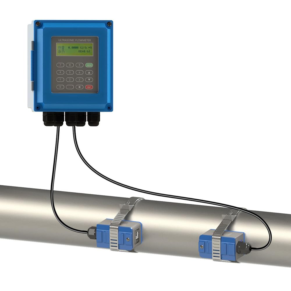 HENHAIY Digital Ultrasonic Flowmeter, Portable Ultrasonic Flow Meter, Sensor IP67, Liquid Ultrasonic Flow Meter Protection, TUF-2000B Ultrasonic Flowmeter, Wall Mounted Flowmeter