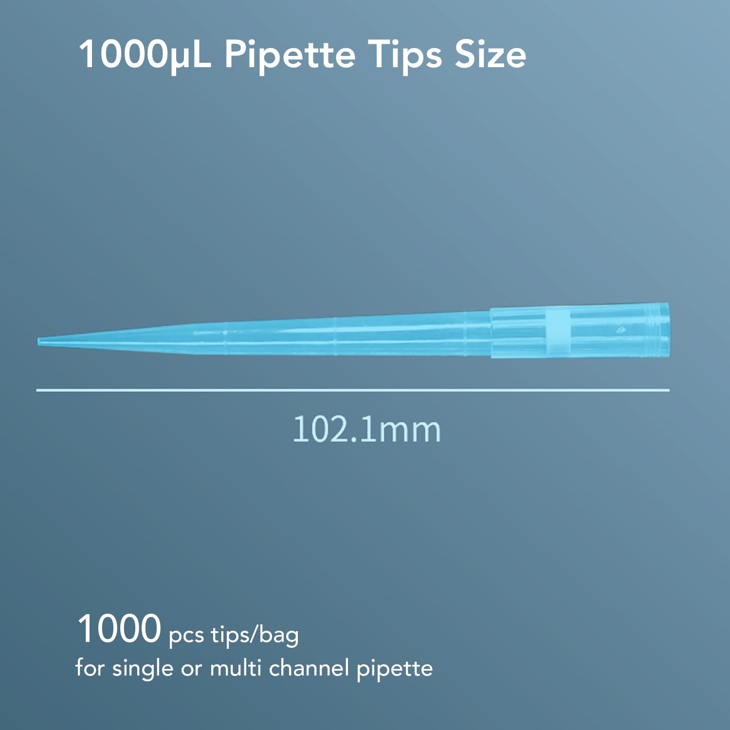 VISOSCI 1000uL Pipette Tips 1000 PCS per Bag Blue Laboratory Universal Plastic Liquid Pipette Pipettor Tips