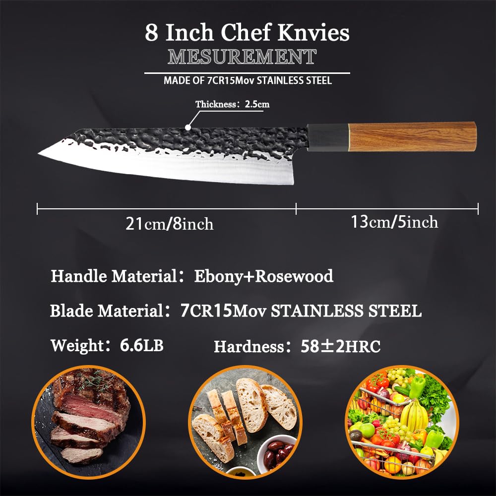 Dawdle Chef Knife 8 inch Sharp Professional Kitchen Knife High Carbon Stainless Steel Knife Butcher Knife Chef's Knife With Sheath Japanese Sushi Knife Cooking Knife For Men