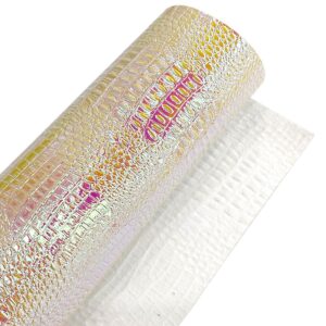 jinr holographic geometric diamond embossed yellow faux leather sheets, 12"x53" textured metallic pu fabric roll for crafts bows bags sewing