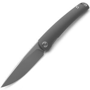 miguron knives m akri front flipper folding knife 3.75" m390 blade dark grey pvd titanium handle camping hiking pocket knife mgr-612dg