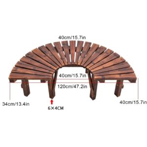 HM&DX Wooden Semicircular Garden Bench,Weatherproof Smooth Surface Outdoor Benches,Tree Bench Wrap Around Park Bench for Park Yard Patio Deck Lawn, 300kg Weight Capacity