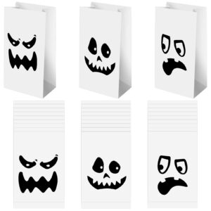 jetec 30 pcs halloween party favor bags halloween kraft paper treat gift bags halloween ghost goodie candy bags white trick or treat present bags for adults birthday halloween party supplies