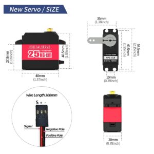 25KG Digital Servo Motor High Torque PWM Servo, Waterproof Full Metal Gear Steering Servo for Robotic Arms and DIY Robot Making, Digital Servo with 25T Servo Horn, Control Angle 180°