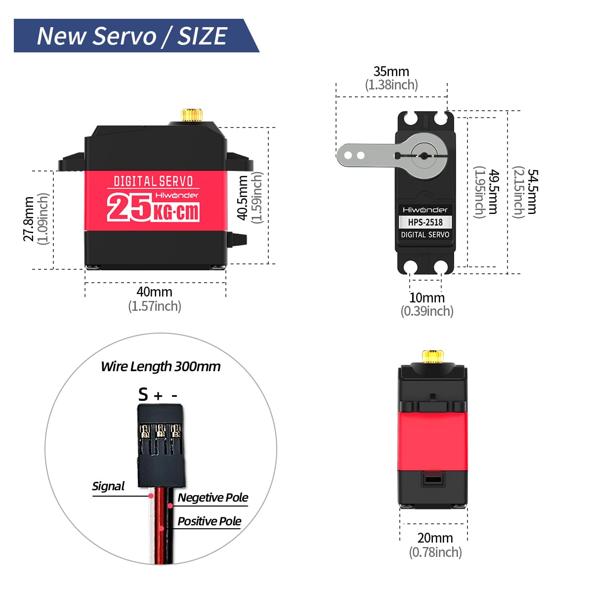 25KG Digital Servo Motor High Torque PWM Servo, Waterproof Full Metal Gear Steering Servo for Robotic Arms and DIY Robot Making, Digital Servo with 25T Servo Horn, Control Angle 180°