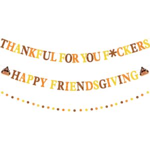 happy friendsgiving banner,thankful for you banner,friendsgiving decorations,thanksgiving decorations banner, friendsgiving party decorations