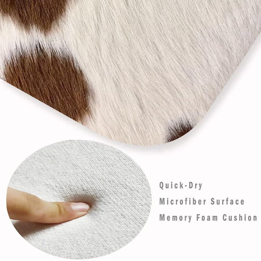 DAOPUDA Cowhide Rug for Living Room,Cow Print Long Runner Rug for Hallway,Brown Cow Fur Print Western,Farmhouse Area Rug Non-Slip Floor Carpet for Bedroom Indoor Entrance Door Mat Washable Kitchen Rug