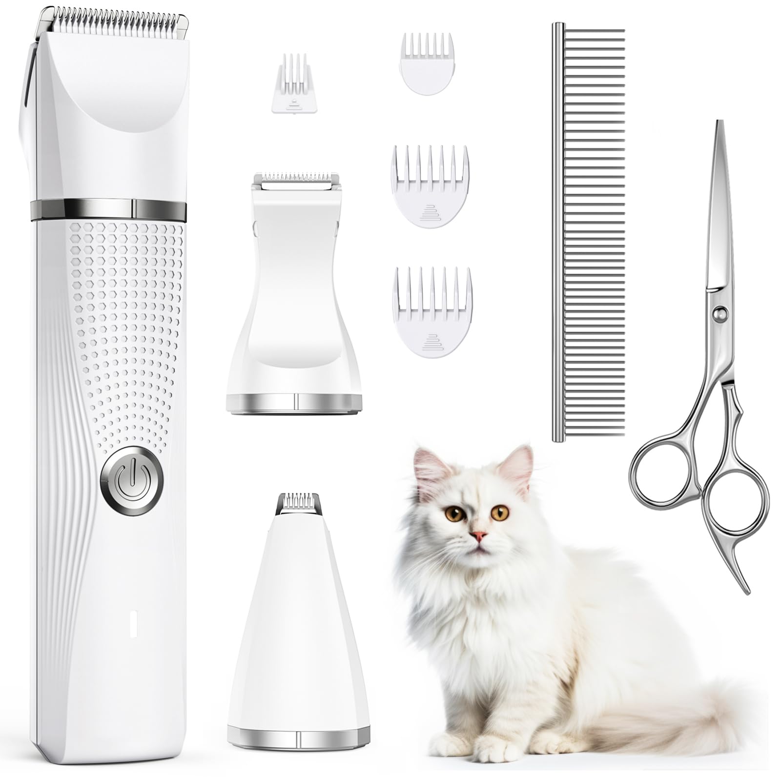 Cat Grooming Clippers Kit for Matted Hair, Bautrium 3 in 1 Electric Pet Hair Trimmer for Thick Hair, Heavy Coat Butt Shaver Cordless Cat Razor Claw Fur Trimmer for Dogs and Other Small Animals at Home