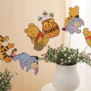 24PCS Winnie Party Decorations,Centerpieces Decorations Stick Table Toppers For Birthday Party Supplies Decor Table Toppers