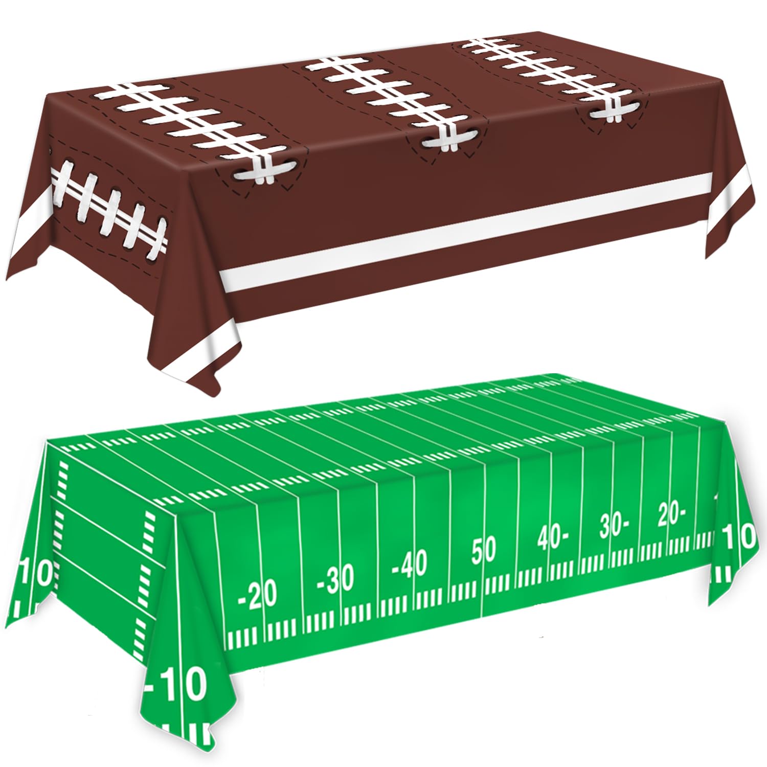 Oigco Football Party Decorations Tablecloth Disposable Plastic Touchdown Table Cover Perfect for Football Birthday Party Decorations and Gameday Tailgate Decorations 54 X 108Inch, 2 Pack