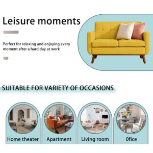 ECLYL Double Sofa, Modern Decoration Living Room Love Seat Sofa Simple and Atmospheric, Button Plush Soft Cushion Love Seat Furniture, Easy to Install Bedroom Small Sofa (Yellow)