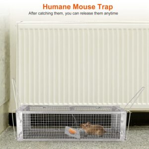 iMounTEK Humane Live Mouse Trap Humane Trap Cage Dual Door Small Animal Trap Humane Live Rodent Dense Mesh Trap Cage with 2 Detachable U Shaped Rod