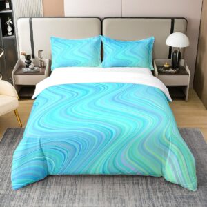 simple modern duvet cover set 100% natural cotton twin size abstract ombre blue gradient super soft bedding set 2 pcs ocean waves cotton comforter cover for bedroom decor