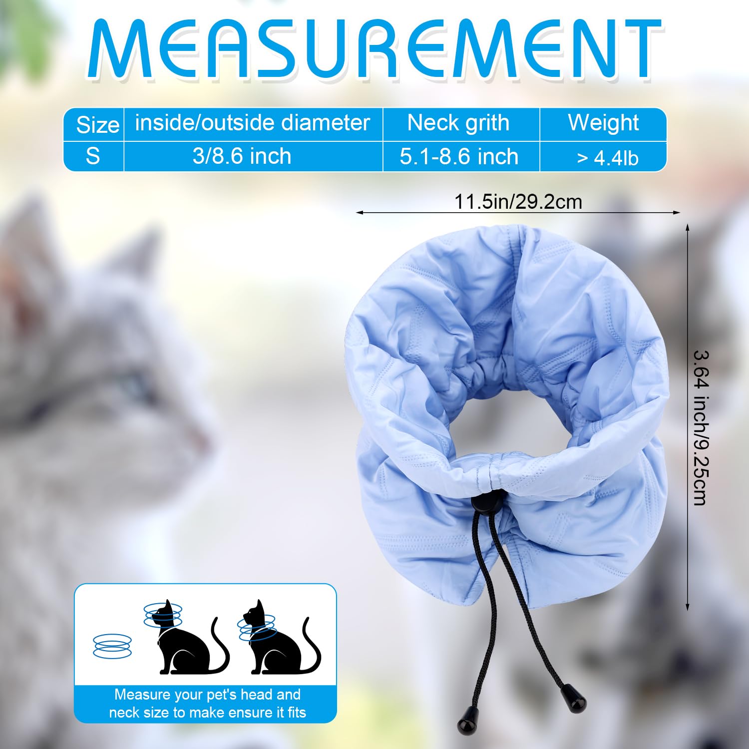 Cat Cone Collar, Adjustable Cat Recovery Collar Lightweight Waterproof Protective Cat Collar Soft Pet Recovery Collar Prevent Dogs Cats from Licking Wounds (S)