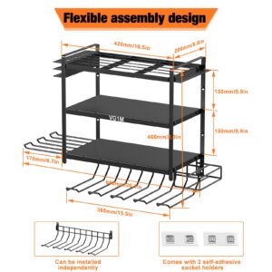 VG1M Power Tool Organizer Wall Mount,Drill Storage Rack Wall Mount,4 Layers Cordless Drill Holder,6 Drill Holder Wall Mount and Garage Racks for Storage,Iron,Black