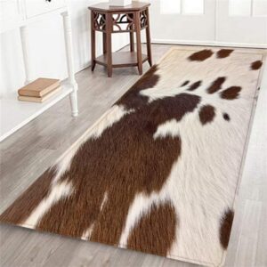 daopuda cowhide rug for living room,cow print long runner rug for hallway,brown cow fur print western,farmhouse area rug non-slip floor carpet for bedroom indoor entrance door mat washable kitchen rug