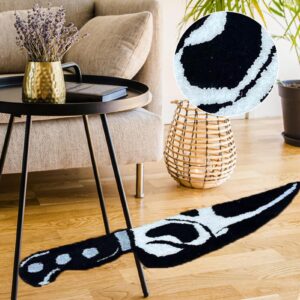 Spooky Skull Knife Carpet, Halloween Area Rug for Home Decor, Gothic Mat with Scary Scream Design (88.9CM)