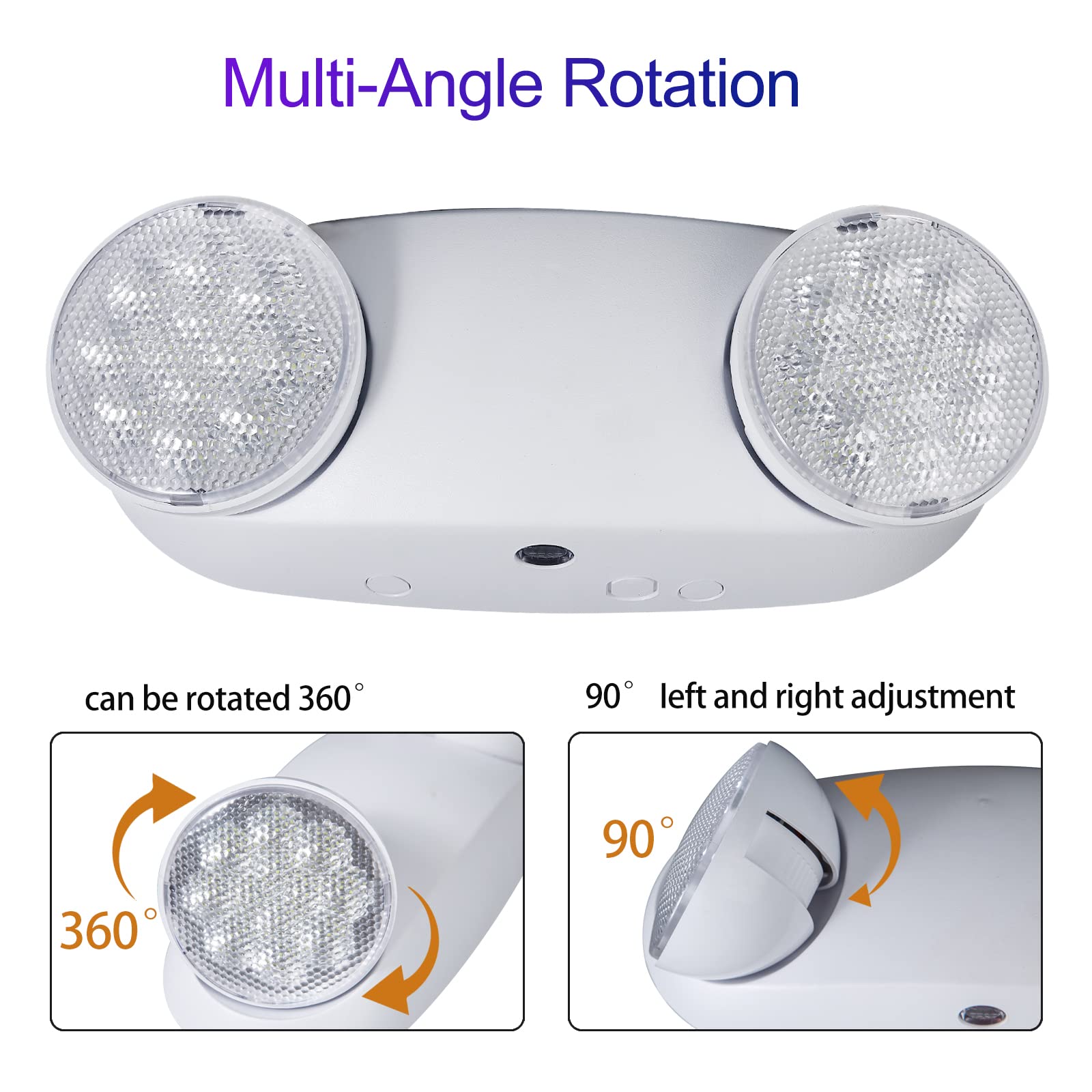 GZRUIYANG Emergency Lights with Battery Backup, 2 Pack Emergency Light, LED Commercial Emergency Lights, UL Listed, AC 120/277V, Hardwired Emergency Exit Light Fixtures for Business - (White)