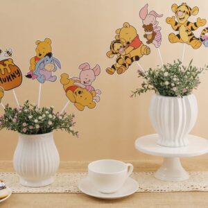 24PCS Winnie Party Decorations,Centerpieces Decorations Stick Table Toppers For Birthday Party Supplies Decor Table Toppers