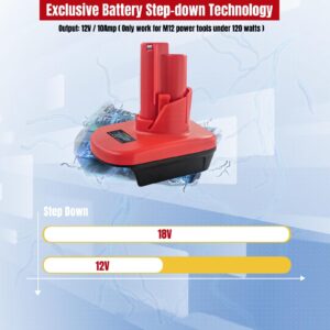 for M18 to for M12 Battery Adapter, Convert for Milwaukee for M18 18V Battery to for M12 12V Battery Replacement, Power for Milwaukee for M12 Tools