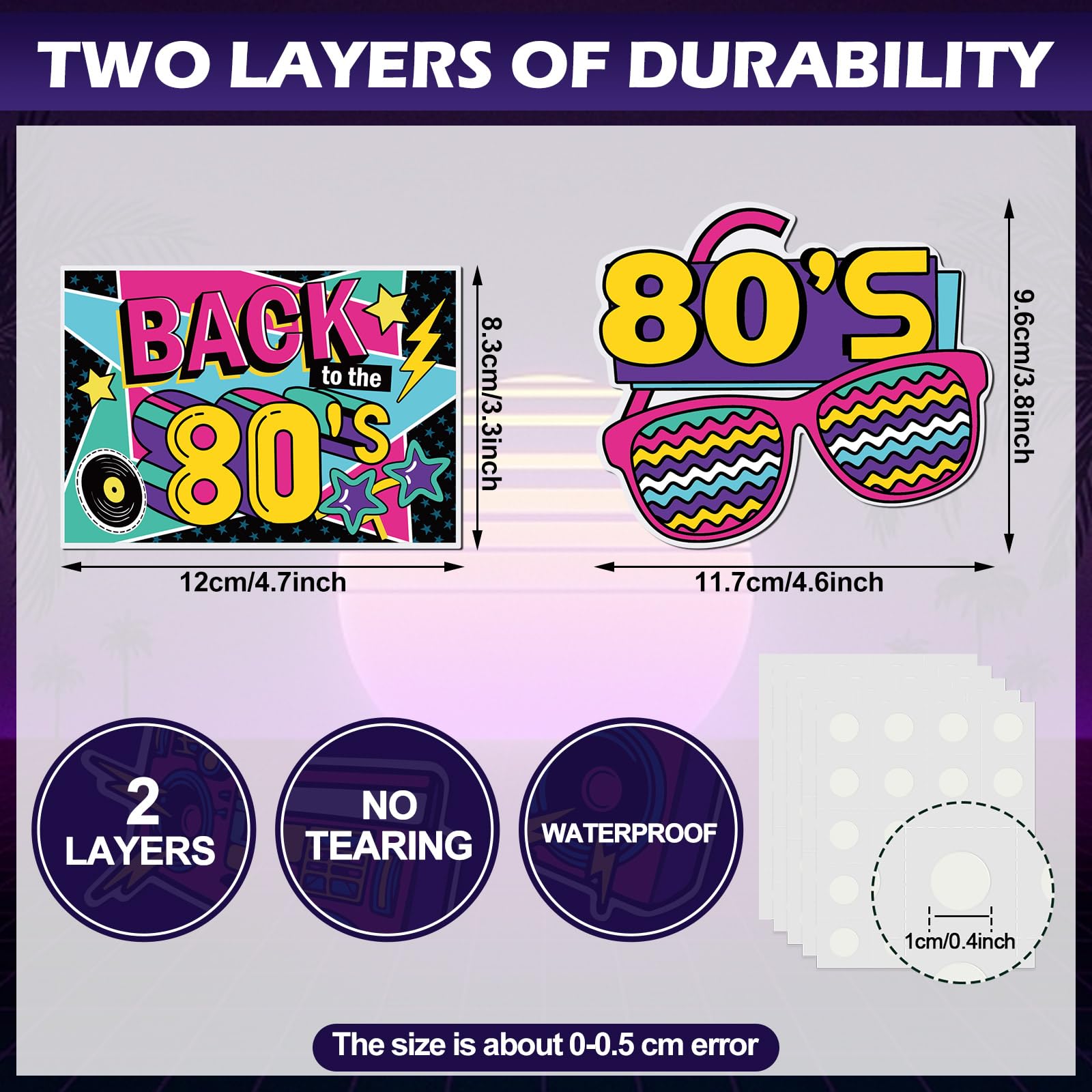 Seajan 60 Pcs Back to The 80s Party Decoration Cutouts Accents Retro 1980s Hip Hop Cutouts Radio Roller Skating Cassette Tape Cutouts Throwback Birthday Party Neon Party Rock Hippie Party Supplies