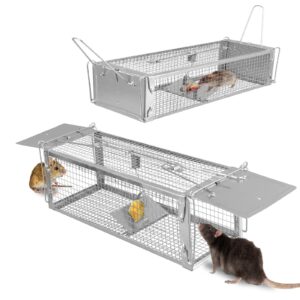 imountek humane live mouse trap humane trap cage dual door small animal trap humane live rodent dense mesh trap cage with 2 detachable u shaped rod