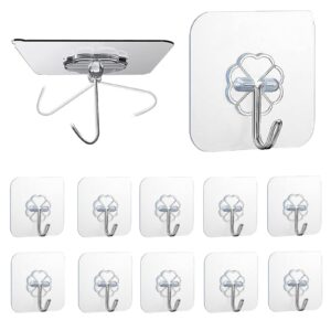 senshuomy wall hooks for hanging/self adhesive hooks/sticky hooks extra strong/stick on hooks heavy duty/sticky hooks for hanging/wall hooks stick on/bathroom, kitchen, door hooks(12pcs)