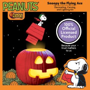 pumpkin masters peanuts - snoopy the flying ace decorating, carving & lighting kit : easily create the illusion of snoopy flying over your pumpkin! (high intensity light included)