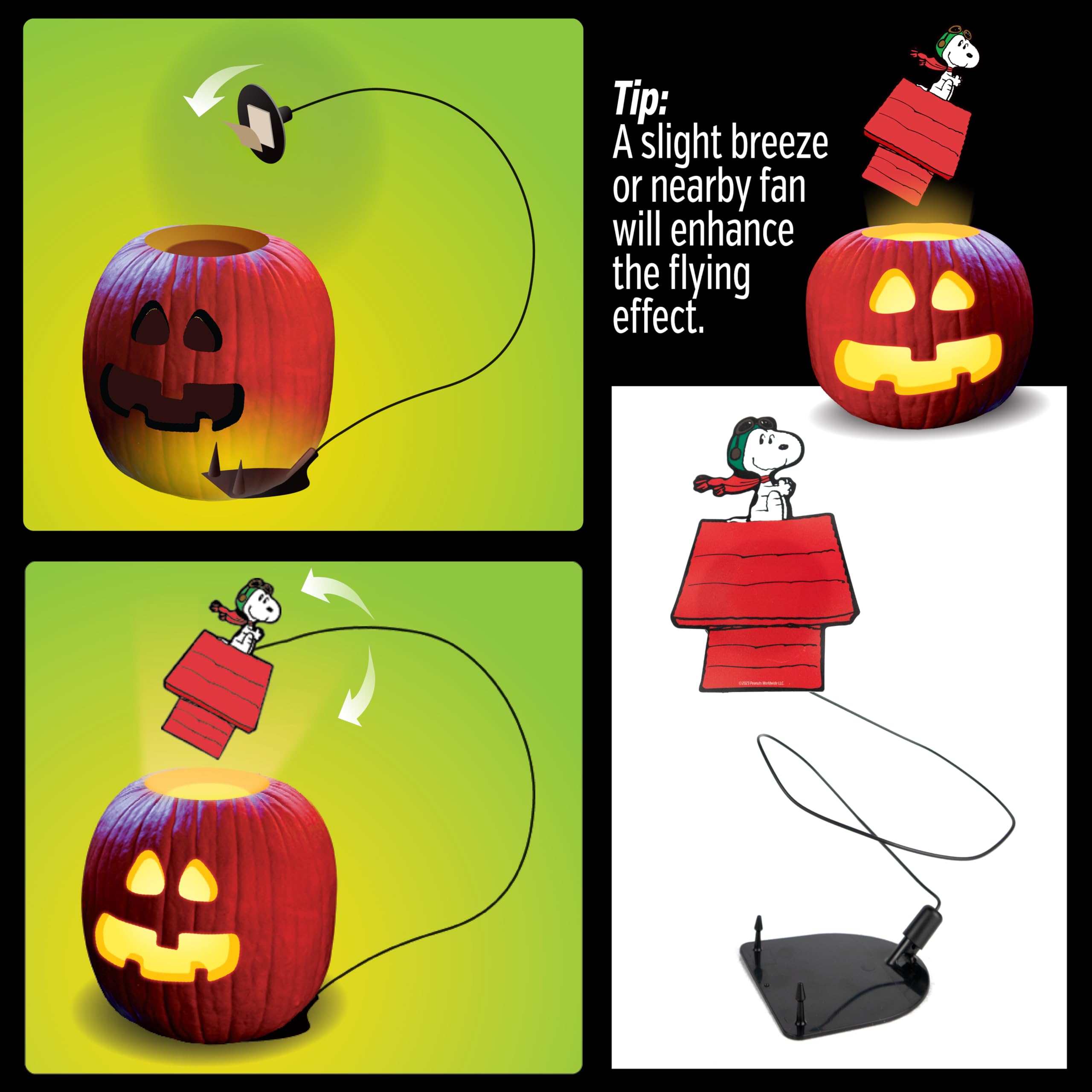 Pumpkin Masters Peanuts - Snoopy the Flying Ace Decorating, Carving & Lighting Kit : Easily Create the Illusion of Snoopy Flying Over Your Pumpkin! (High Intensity Light Included)