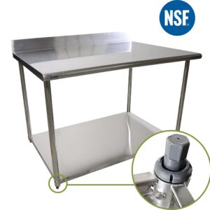 Vacmaster 36" x 48" Stainless Steel Workstation & Prep Tables with Adjustable Under-Shelf, Heavy Duty NSF Commercial Tables for Restaurant, Hotels, Lodges, and Home