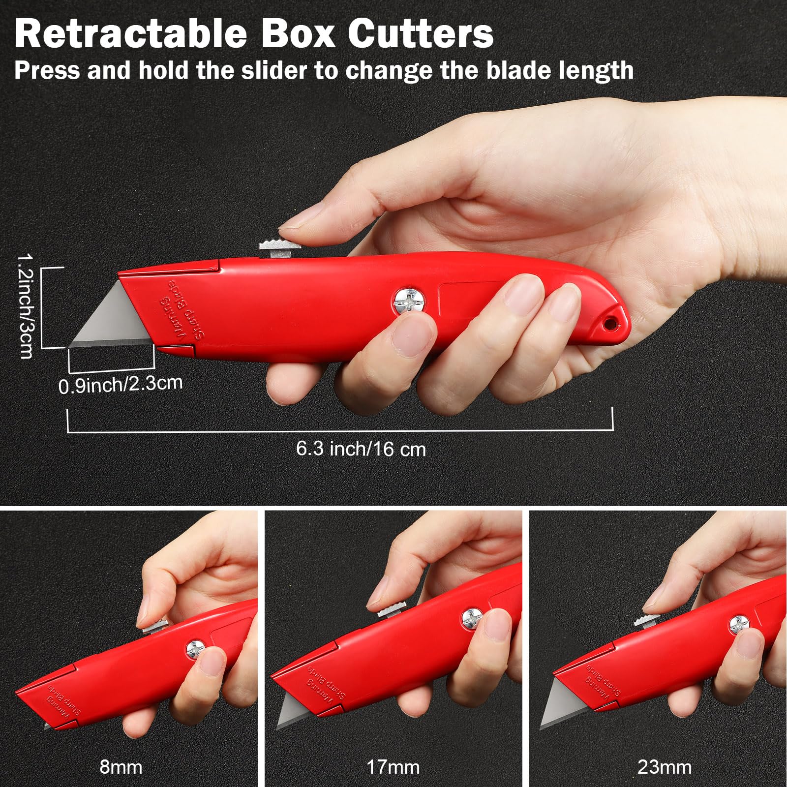 Reginary 40 Pcs Box Cutter Bulk Utility Knife Heavy Duty Retractable Knife Sturdy Aluminum Box Cutter Safety Razor Knife for Ropes, Boxes, Cartons, Plastics, DIY and Cardboard