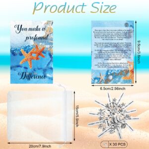 90 Pcs Starfish Story Gifts Mini Keepsake Appreciation Notecards Set Starfish Story Wallet Sized Cards Employee Gifts Drawstring Bags and Starfish Charms for Teacher Women Men (Elegant Style)