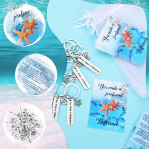 90 Pcs Starfish Story Gifts Mini Keepsake Appreciation Notecards Set Starfish Story Wallet Sized Cards Employee Gifts Drawstring Bags and Starfish Charms for Teacher Women Men (Elegant Style)