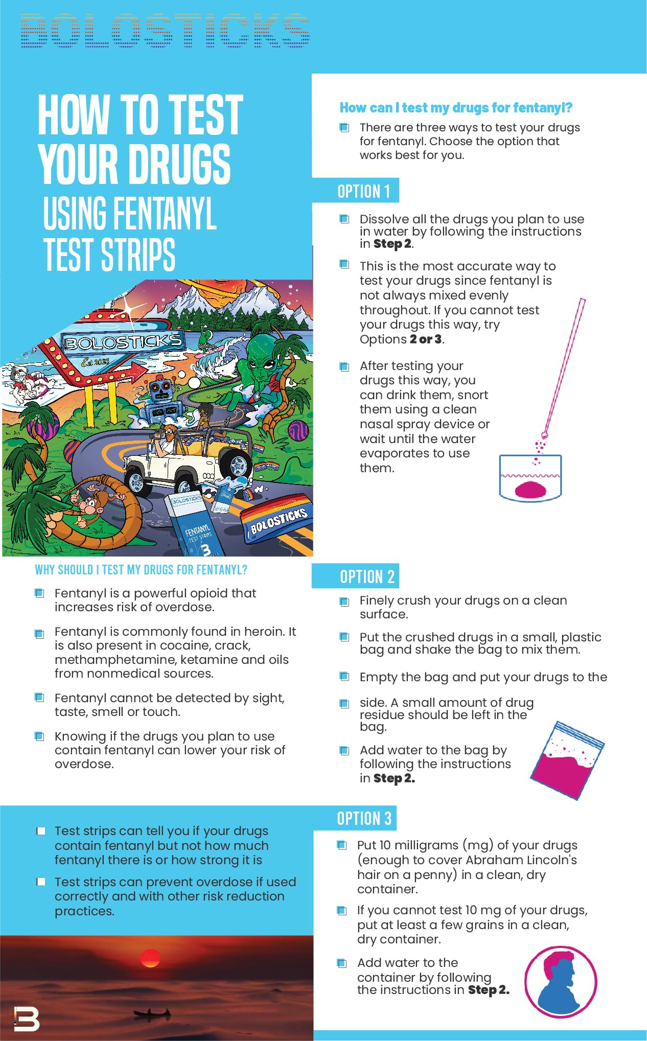 Bolosticks Fentanyl Test Strip Kit - Art Filled, Compact & Festival Ready - Rapid Test Strips, Testing Surface, Test Tube, Sample Scraper, and Info Booklet (Pack of 10)