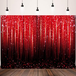 Red Glitter Backdrop for Photography Black and Red Bokeh Sequin Spots Birthday Party Background Baby Shower Winter Christmas New Year Party Decorations Photo Props