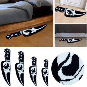 Spooky Skull Knife Carpet, Halloween Area Rug for Home Decor, Gothic Mat with Scary Scream Design (88.9CM)