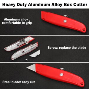 Reginary 40 Pcs Box Cutter Bulk Utility Knife Heavy Duty Retractable Knife Sturdy Aluminum Box Cutter Safety Razor Knife for Ropes, Boxes, Cartons, Plastics, DIY and Cardboard