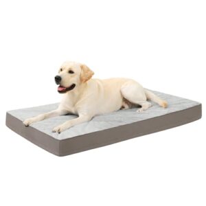 ksiia orthopedic crate bed - plush washable dog bed with egg crate foam and removable cover, 35 x 22 inch, gray