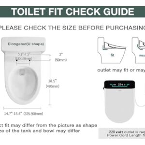 MEJE #001U-Electronic Bidet Seat for Elongated Toilets with Remote Control, Temperature Display Heated Toilet Seat,Auto Open and Close,Warm Air Dryer and Temp Controlled Wash Functions (White)