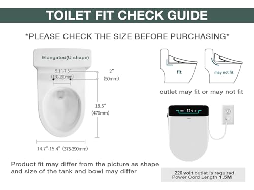 MEJE #001U-Electronic Bidet Seat for Elongated Toilets with Remote Control, Temperature Display Heated Toilet Seat,Auto Open and Close,Warm Air Dryer and Temp Controlled Wash Functions (White)