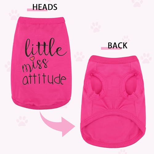 Personality-Packed Canine Attire: Soft, Lightweight Dog Clothes Featuring The Bold 'Little Miss Attitude' Slogan Print, Perfect for Small and Medium Dogs Rose Red Medium